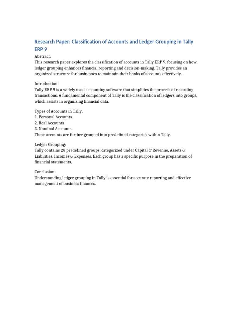 Tally Advanced Document 1 | PDF