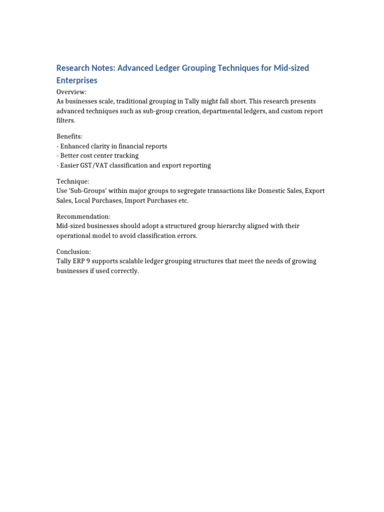 Tally Advanced Document 5 | PDF