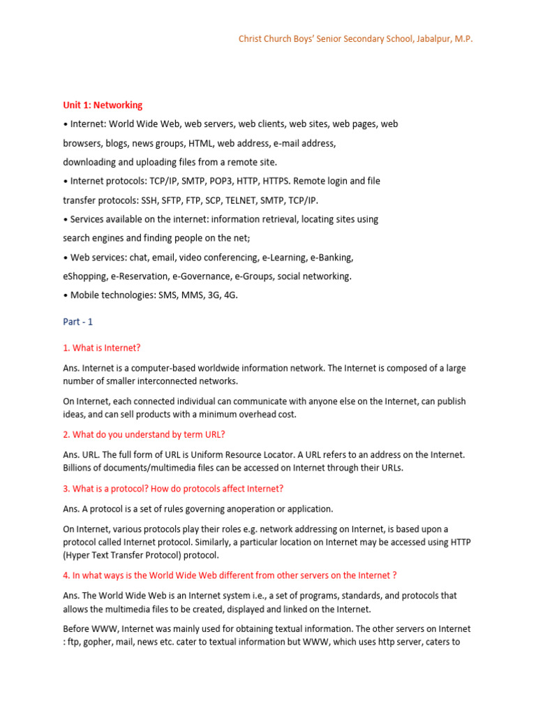 Computer Applications X Unit I | PDF | File Transfer Protocol | World Wide Web