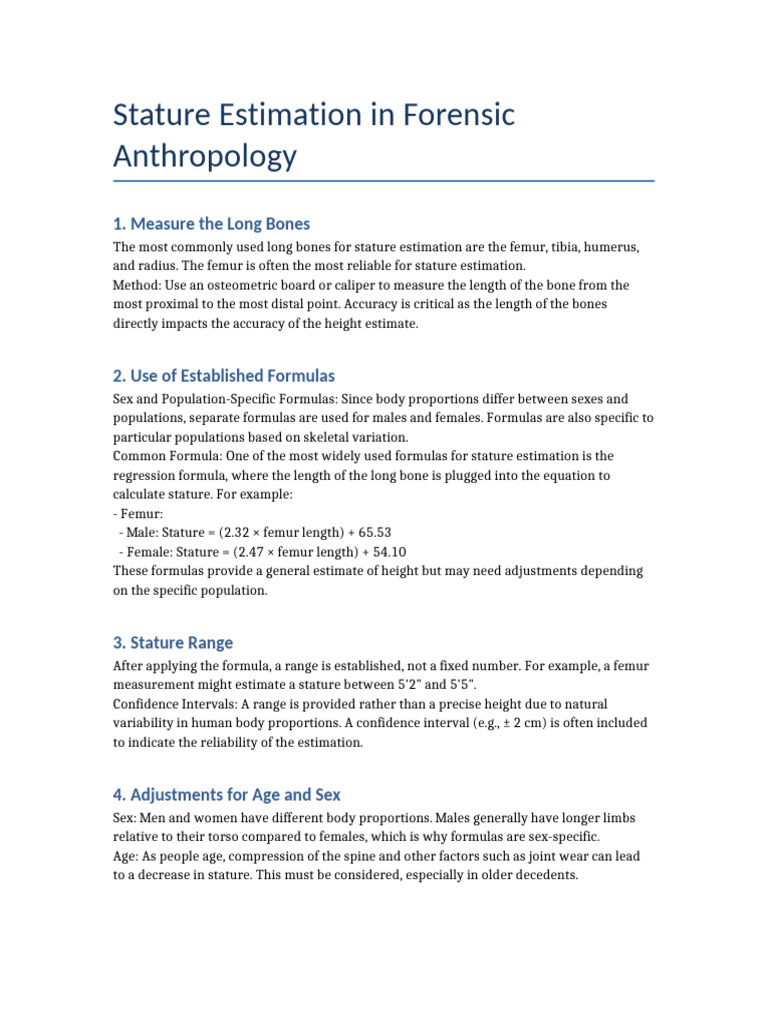 Expanded Stature Estimation Forensic Anthropology | PDF | Bone ...