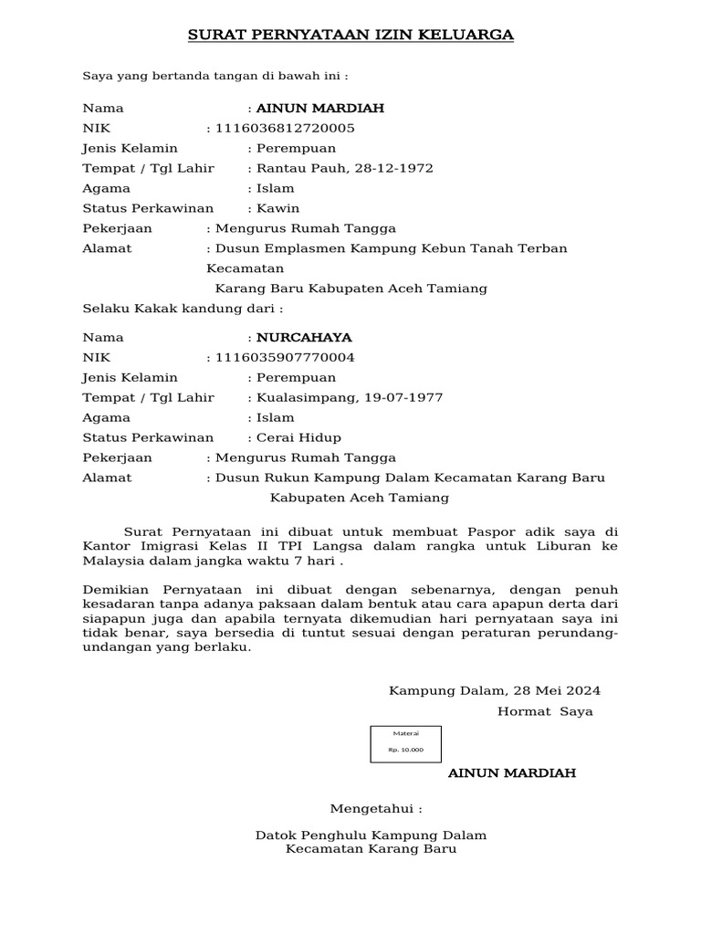 Pernyataan Pembuatan Paspor | PDF