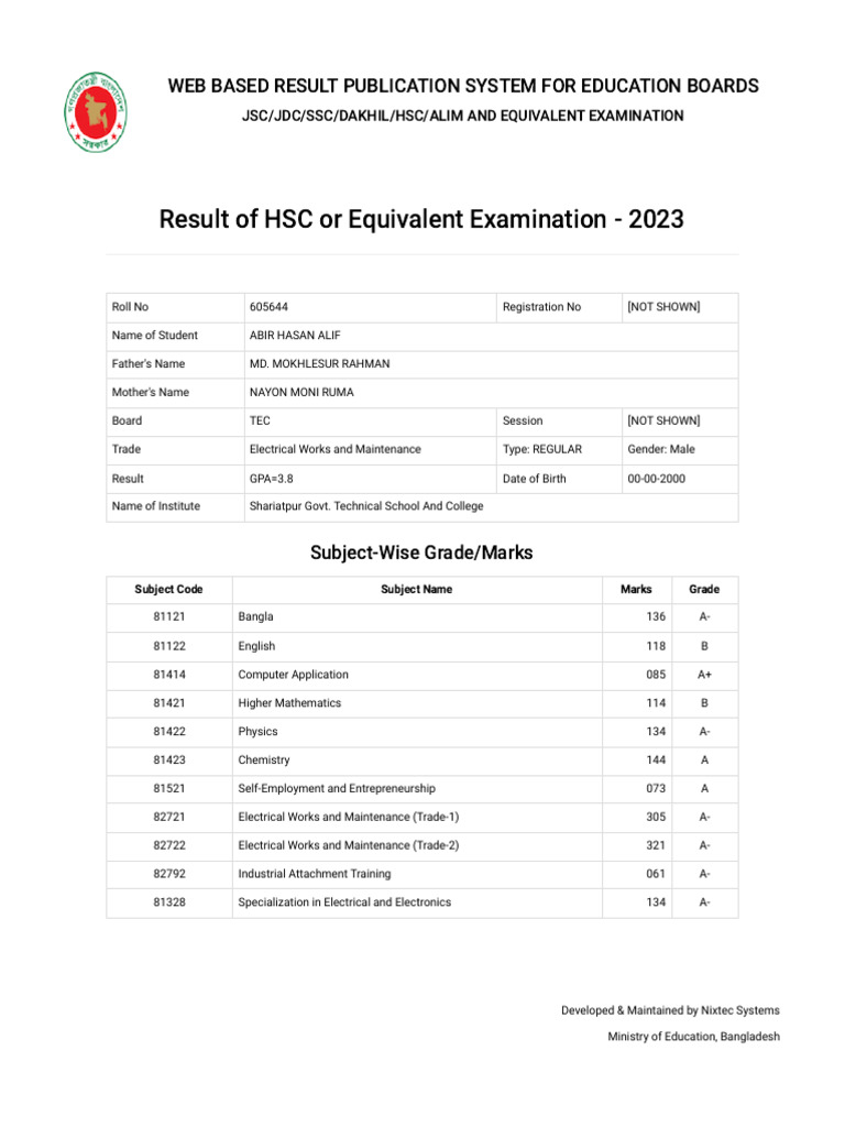 Web Based Result Publication System For Education Boards | PDF