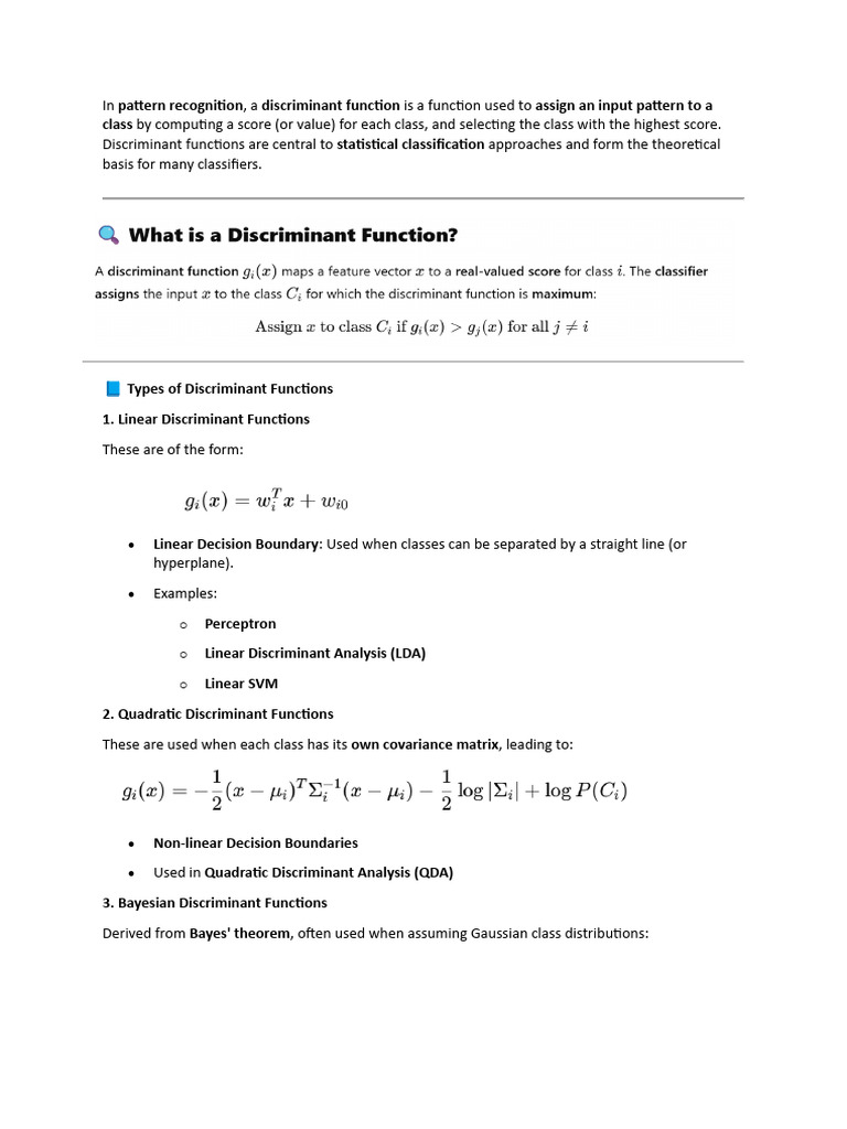 Discriminant Function | PDF