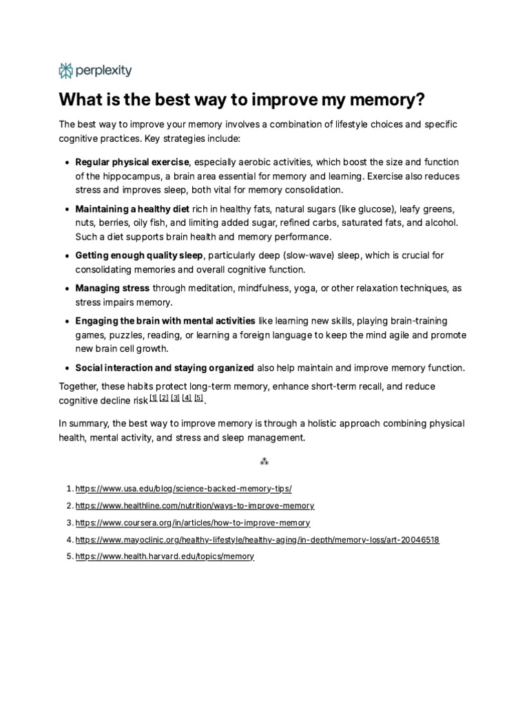 What Is The Best Way To Improve My Memory | PDF