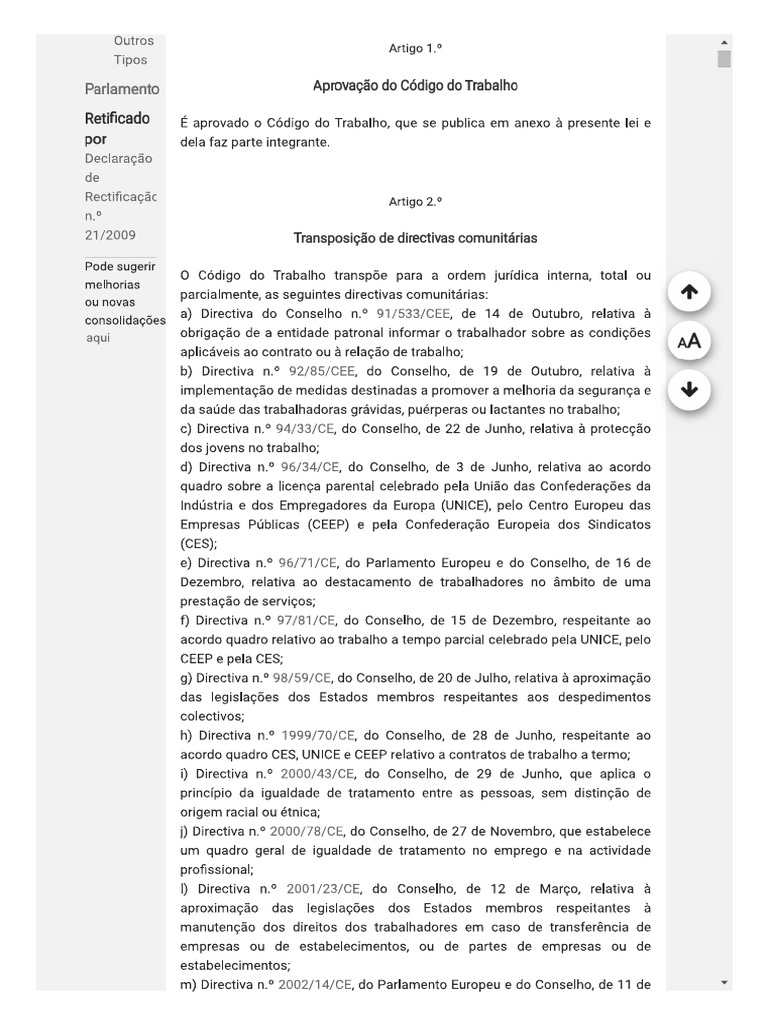 Codigo Trabalho Artigo 1º | PDF