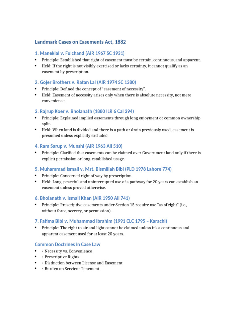Landmark Easement Cases Overview | PDF