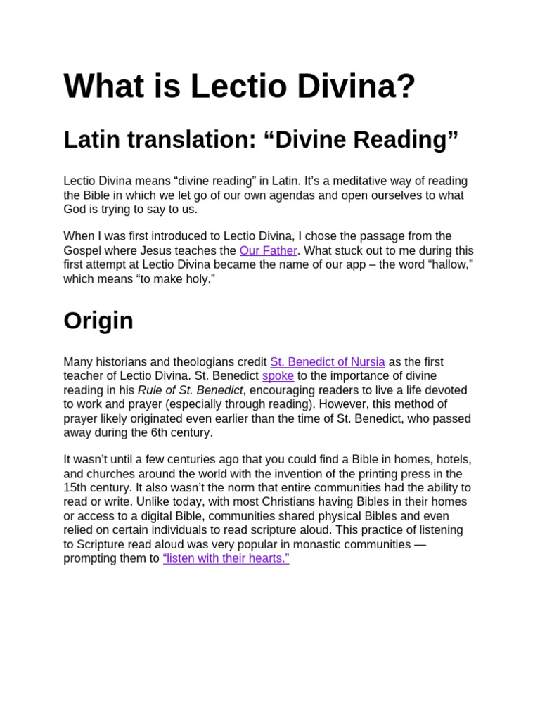 Understanding Lectio Divina Steps | PDF | Lectio Divina | Prayer