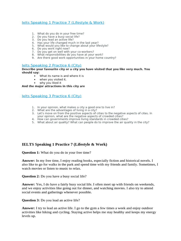 Ielts Speaking 1 Practice 7 | PDF | Cost Of Living | Efficient Energy Use