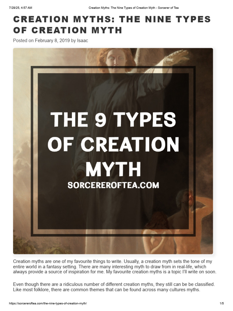 Nine Types of Creation Myths | PDF | Creation Myths | Storytelling