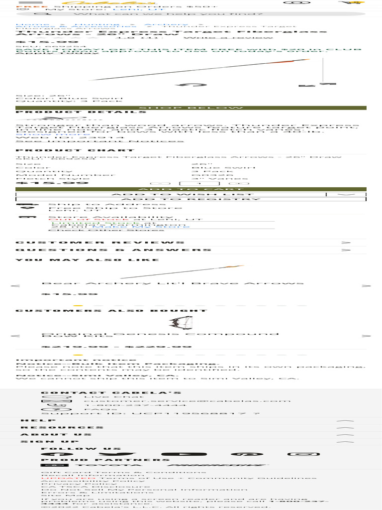 Thunder Express Target Fiberglass Arrows Cabela's | PDF