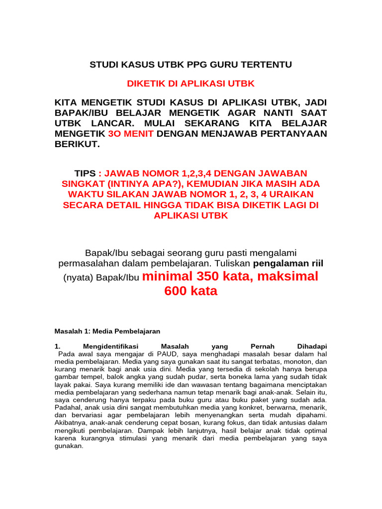 Contoh Studi Kasus Paud | PDF