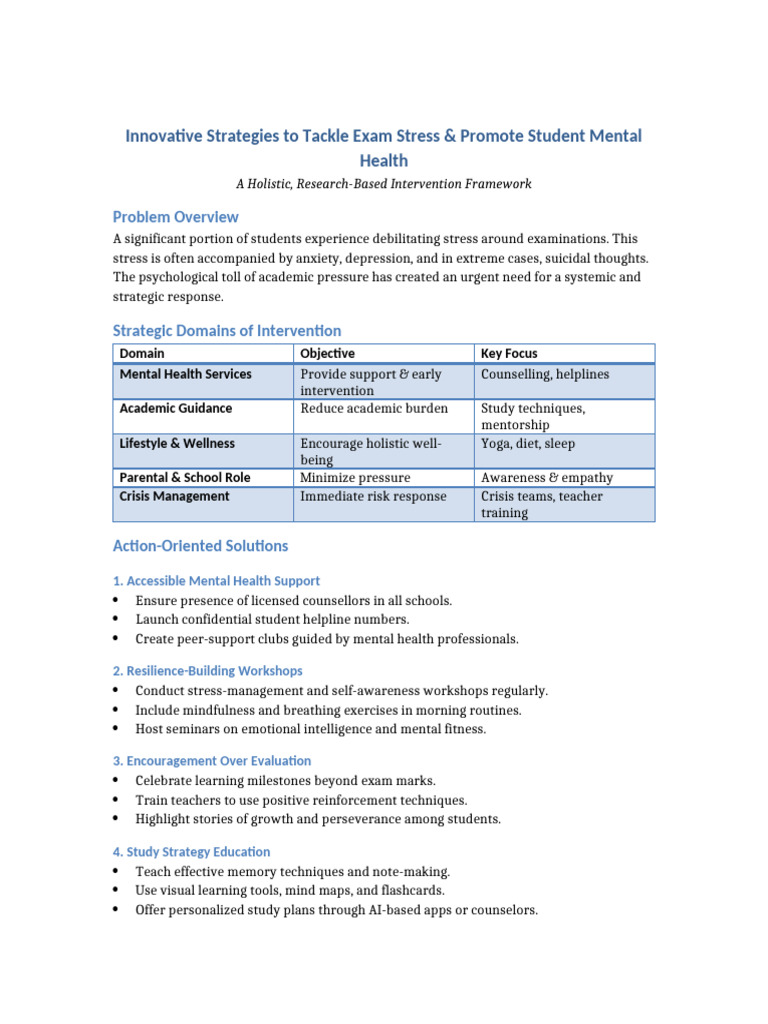 Exam Stress Solutions for Student Wellbeing | PDF | Mental Health ...