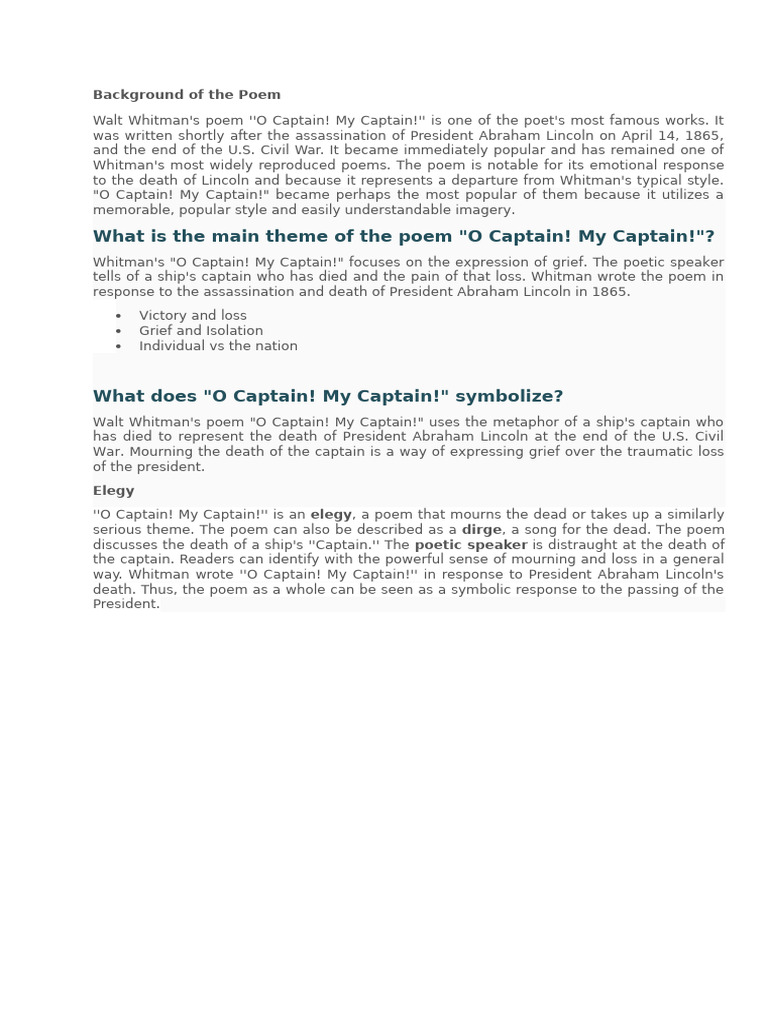 Themes of Grief in "O Captain!" | PDF