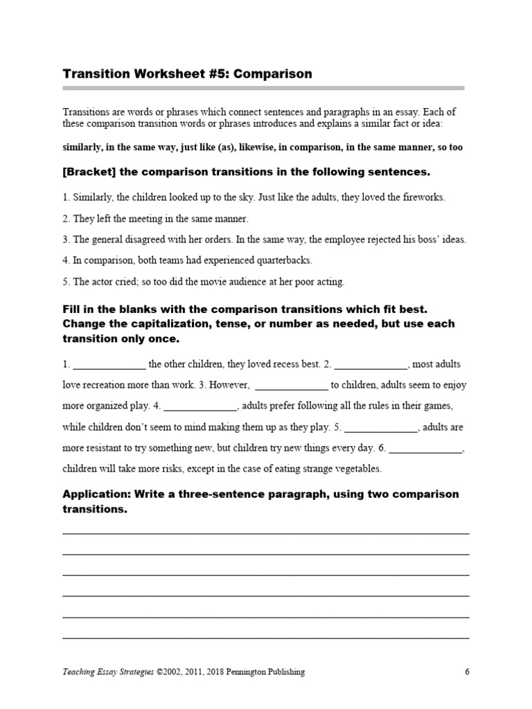 56transition Worksheets | PDF