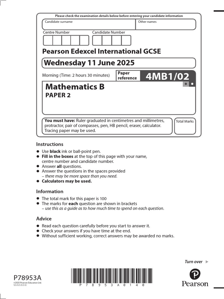 Edexcel IGCSE Maths Paper 2 June 2025 | PDF