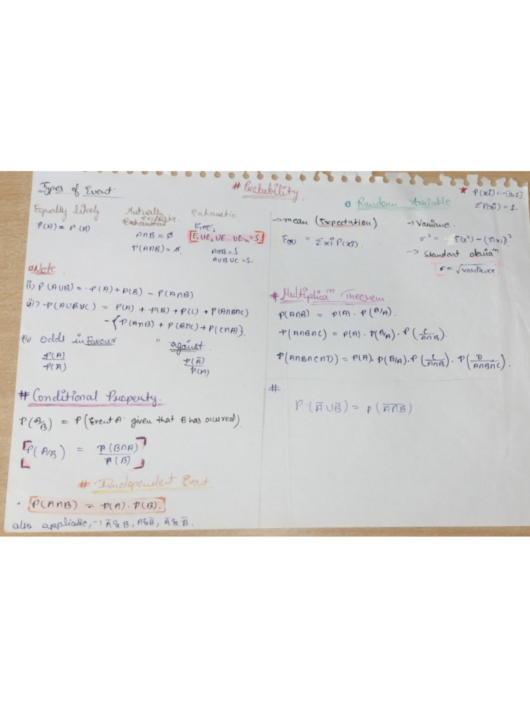 Probability Short Noter | PDF