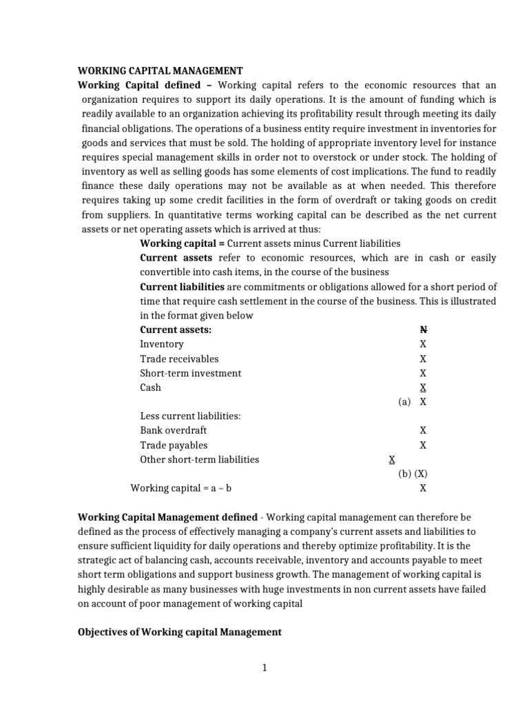 Working Capital Management and Overtrading | PDF | Working Capital ...