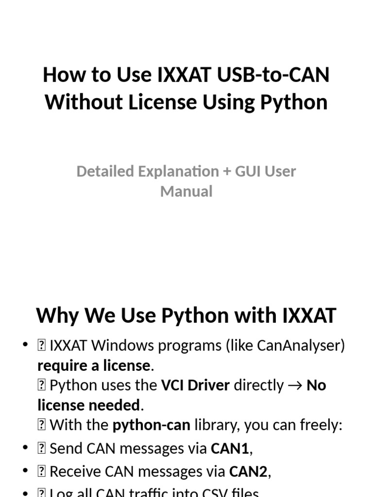 IXXAT Python CAN GUI Short Clean Presentation | PDF | Microsoft Excel ...