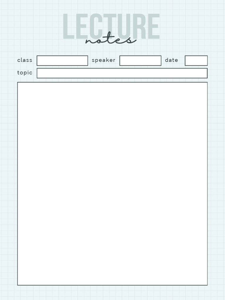 Lecture Note-Taking Digital and Printable Worksheet in Colourful Pastel ...