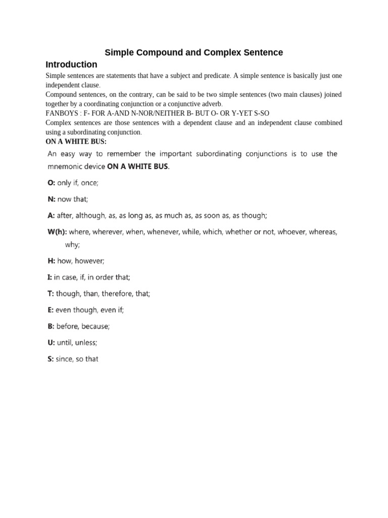Simple Compound Complex | PDF