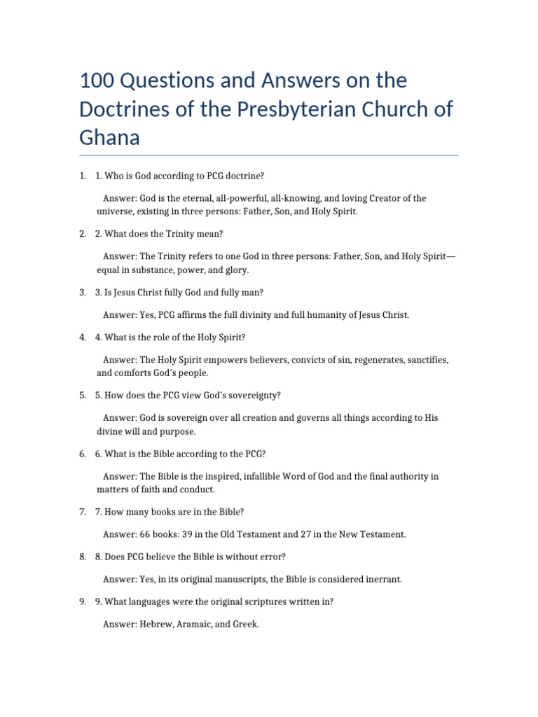 100 FAQs on PCG Doctrines and Beliefs | PDF | Biblical Inerrancy | Baptism