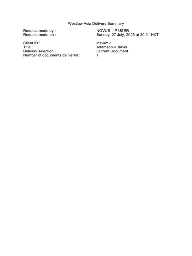 Adamson v Jarvis Case Summary | PDF | Misrepresentation | Tort