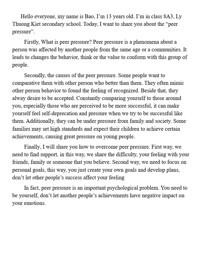 Understanding Peer Pressure in Teens | PDF