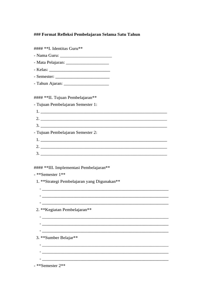 Format Refleksi Pembelajaran Guru | PDF