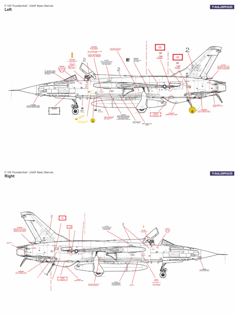 F-105 Thunderchief Basic Stencils Placement | PDF