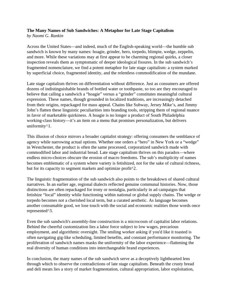 The Many Names of Sub Sandwiches | PDF | Economies