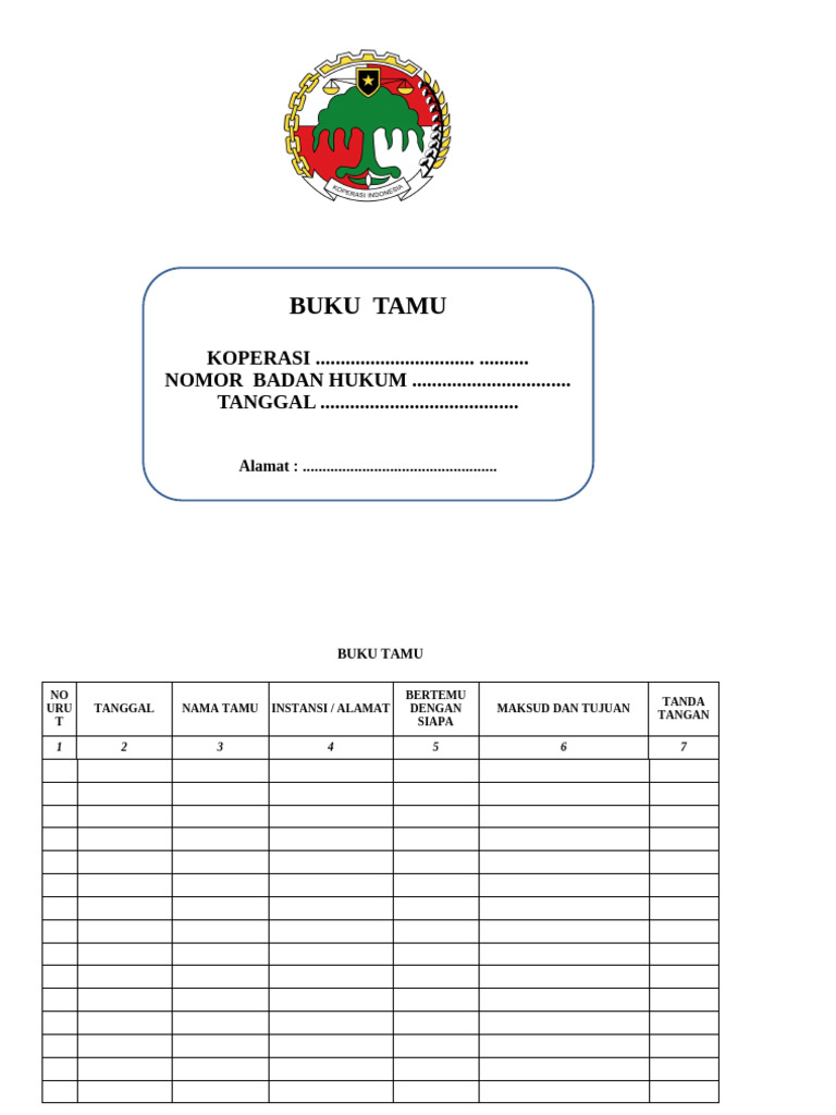 Contoh Buku Tamu Koperasi | PDF