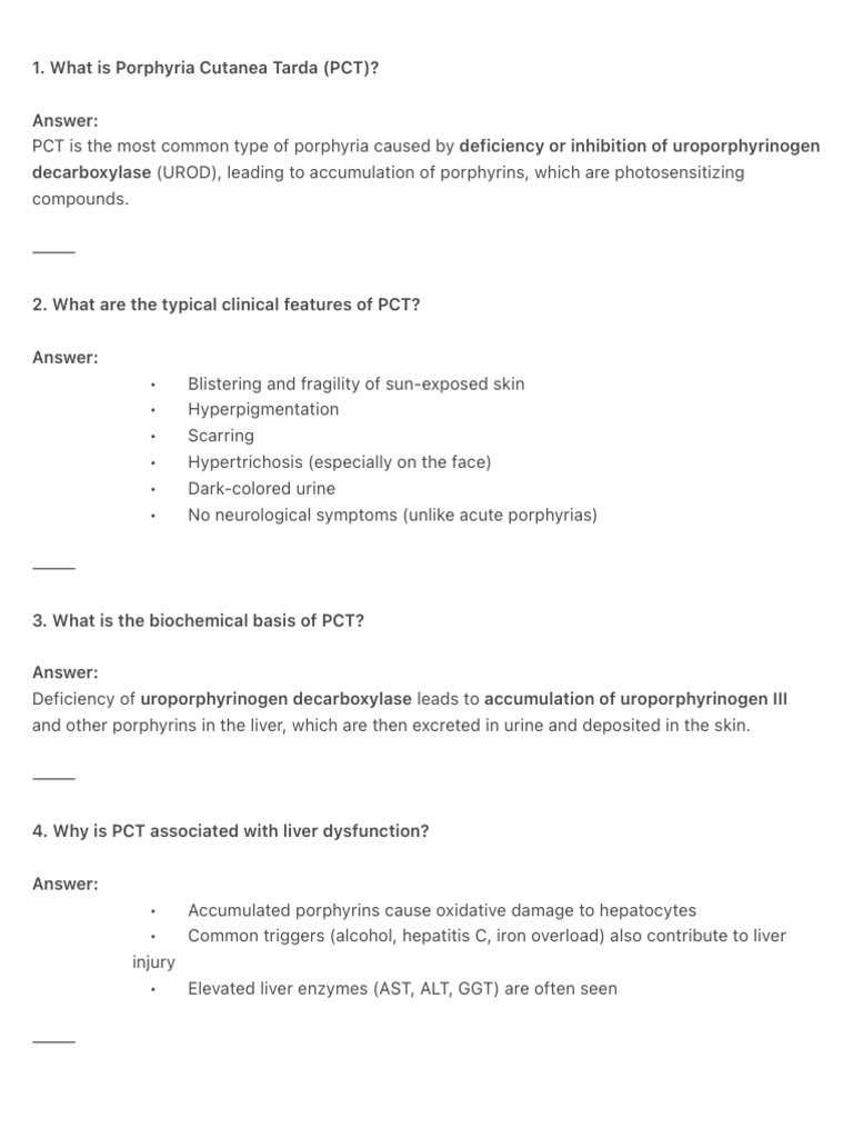 What Is Porphyria Cutanea Tarda (PCT) | PDF | Medical Specialties ...