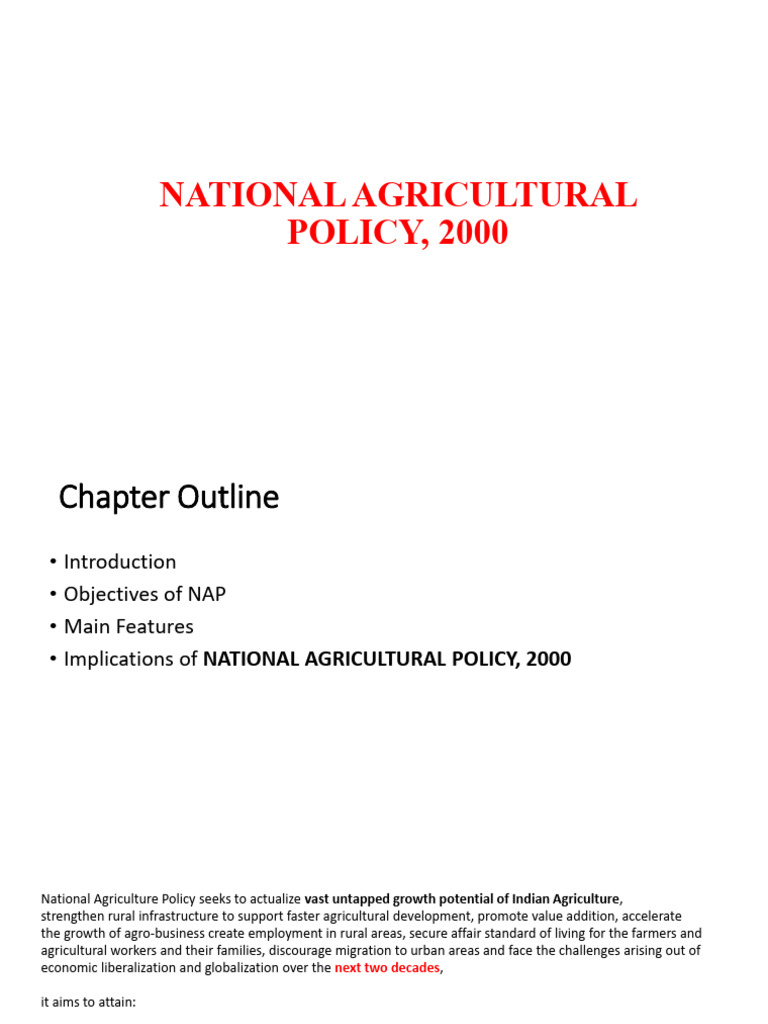 National Agricultural Policy 2000 Overview | PDF