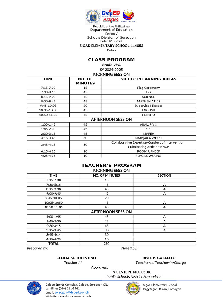 Grade VI-A Class Program 2024-2025 | PDF | Philippines | Southeast Asia