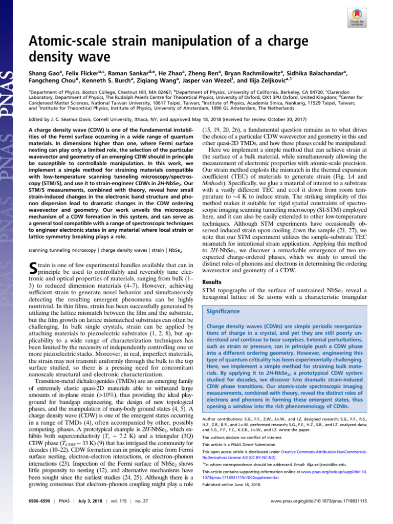 Strain-Induced Charge Density Waves in NbSe2 | PDF | Scanning Tunneling ...