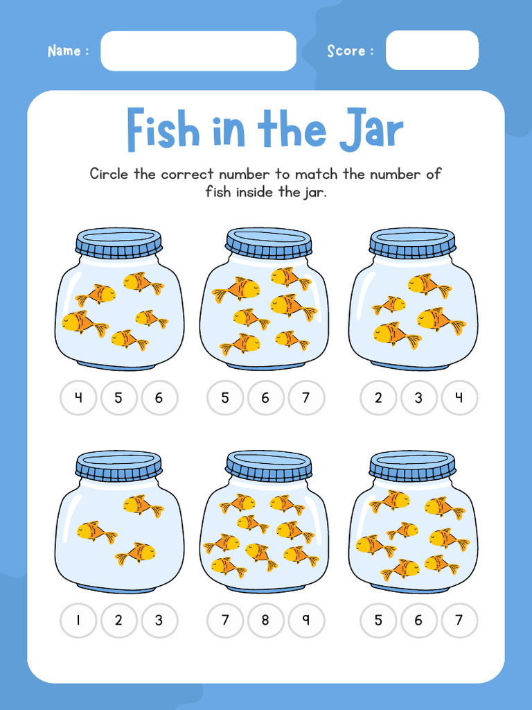 Counting Fish Worksheet in Blue and Yellow Illustrative Style 20250726 ...