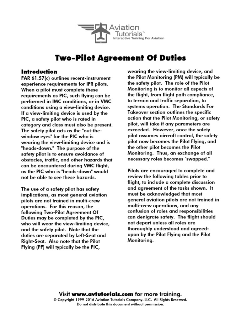Aviation Tutorials - Two-Pilots Agreement of Duties | PDF | Aeronautics ...
