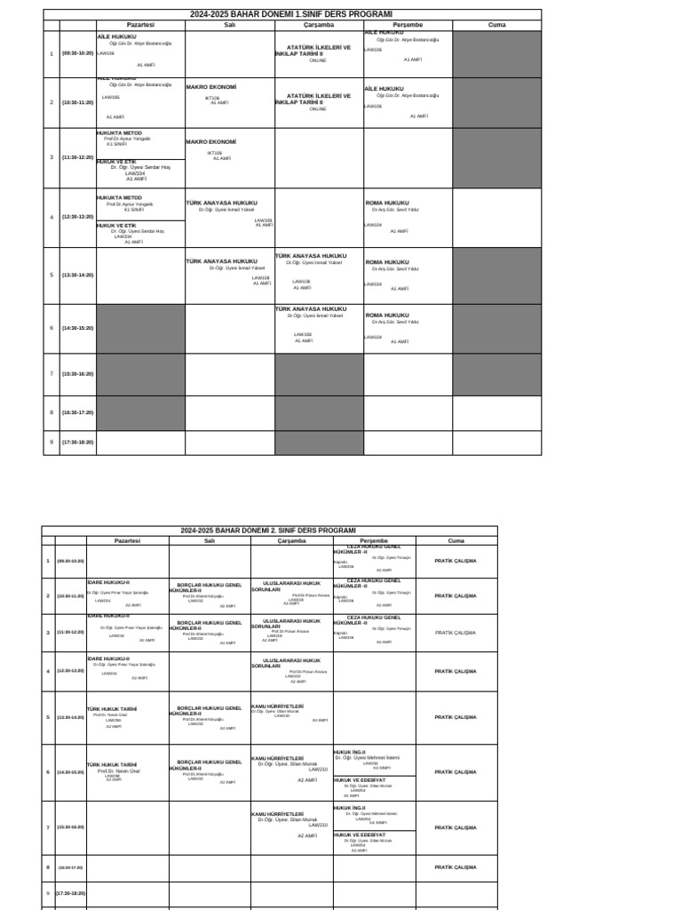 1739283269-2024-2025 Bahar Dönemi̇ Ders Programi 2 | PDF