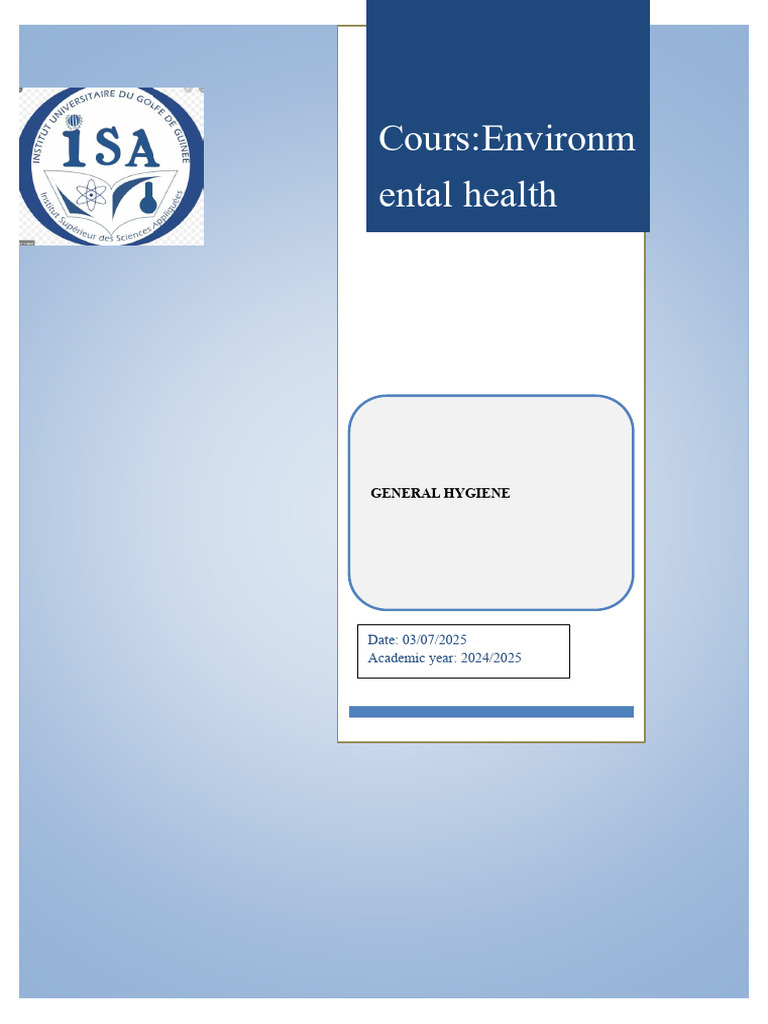 Environmental Health and Hygiene Guide | PDF | Water Purification | Waste