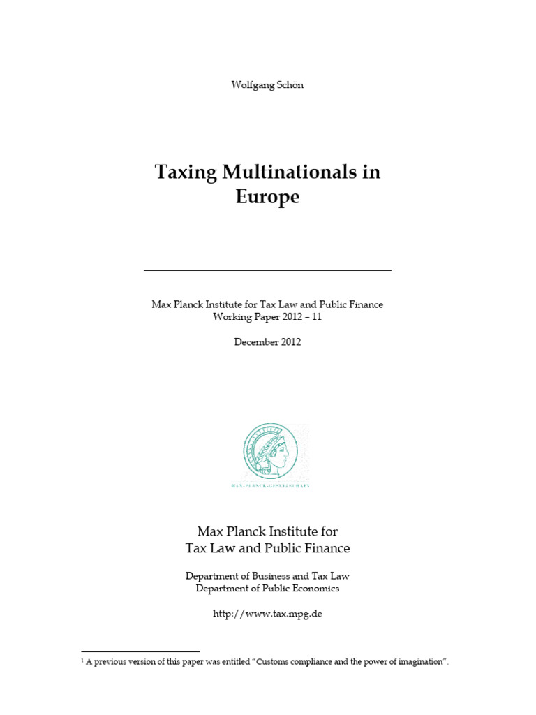 Taxing Multinationals in Europe | PDF | Taxes | International Taxation