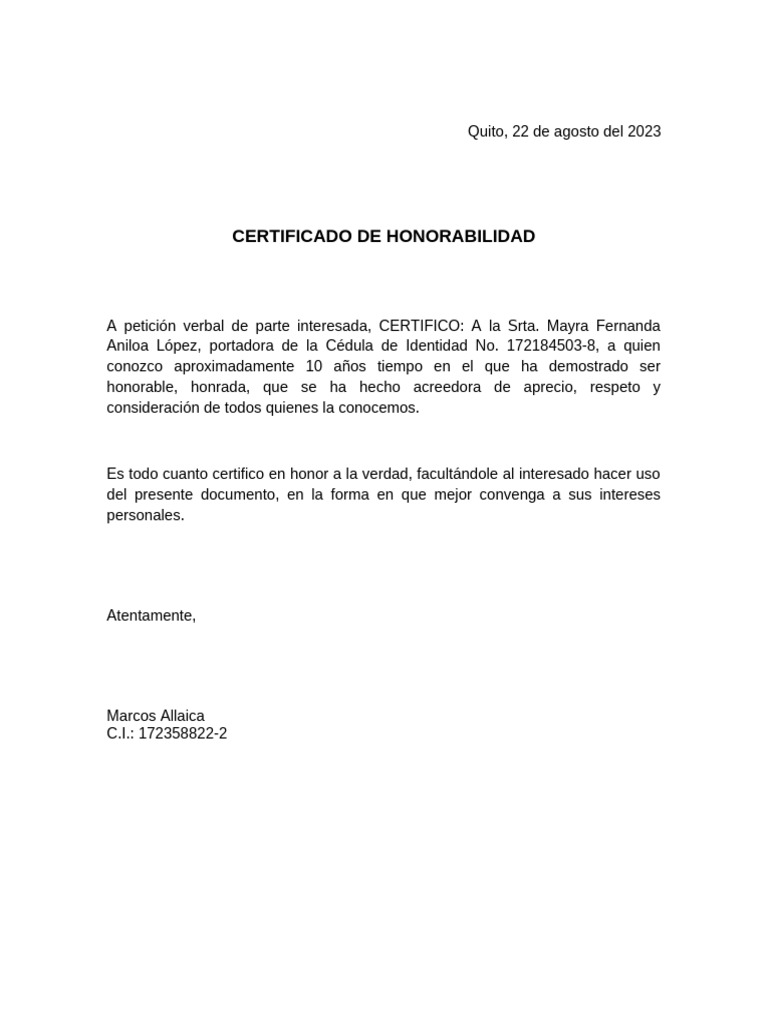 Certificados Modelo | PDF