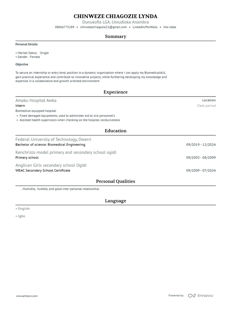 Chin Weze Chia Go Zie Lynda Resume | PDF