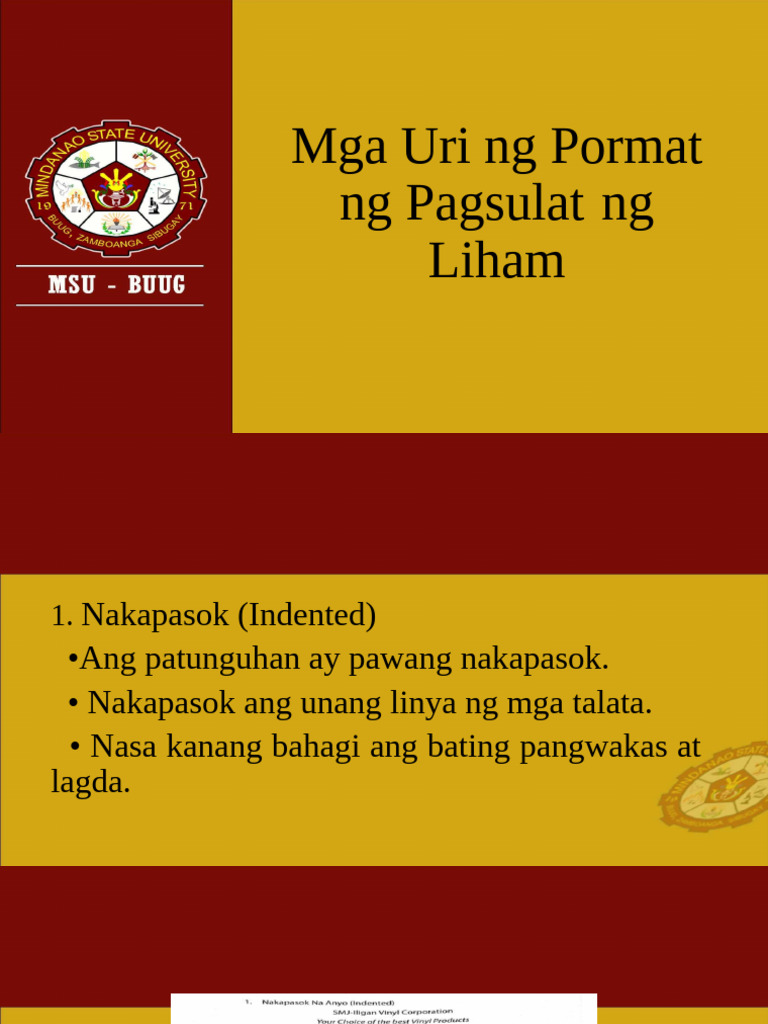 Mga Uri NG Pormat Sa Pagsulat NG Liham | PDF