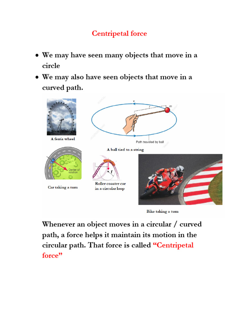 Chapter 2 - Doc 10 - Centripetal Force | PDF | Force | Applied And Interdisciplinary Physics