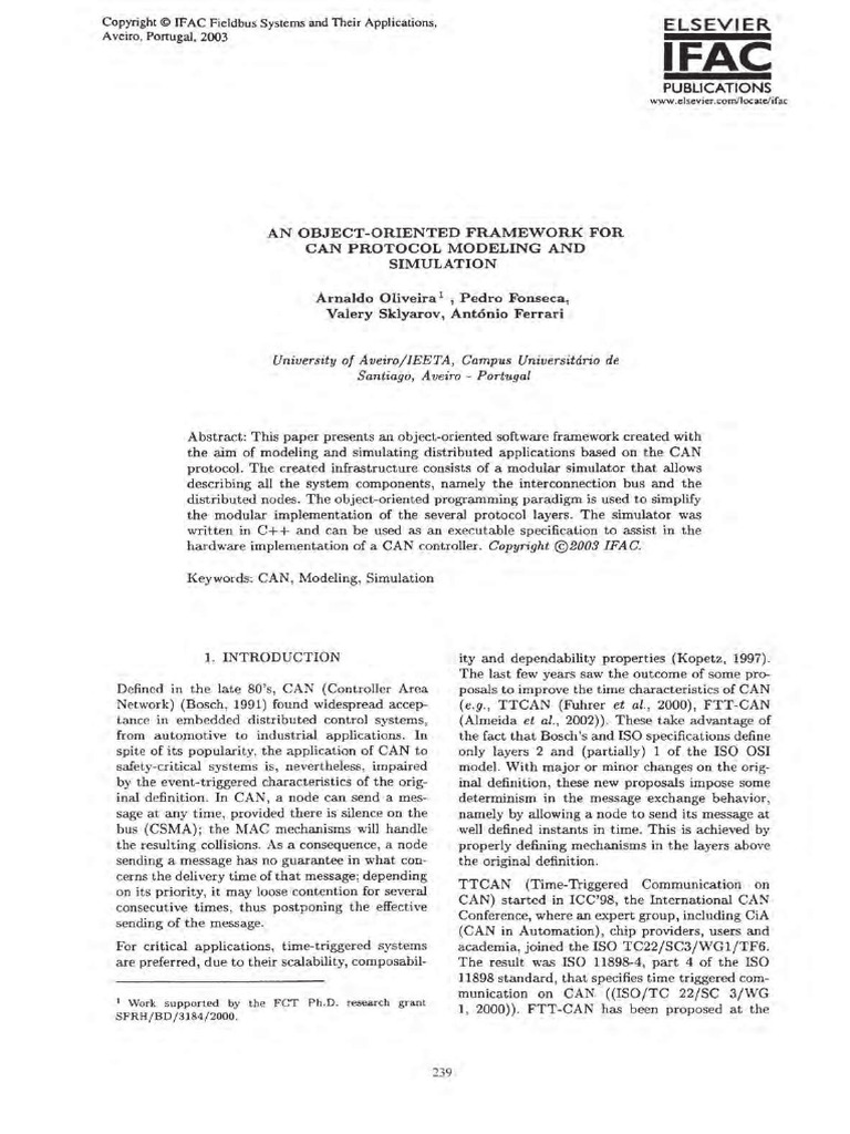 An Object Oriented Framework For CAN Pro | PDF | Class (Computer Programming) | Software Engineering