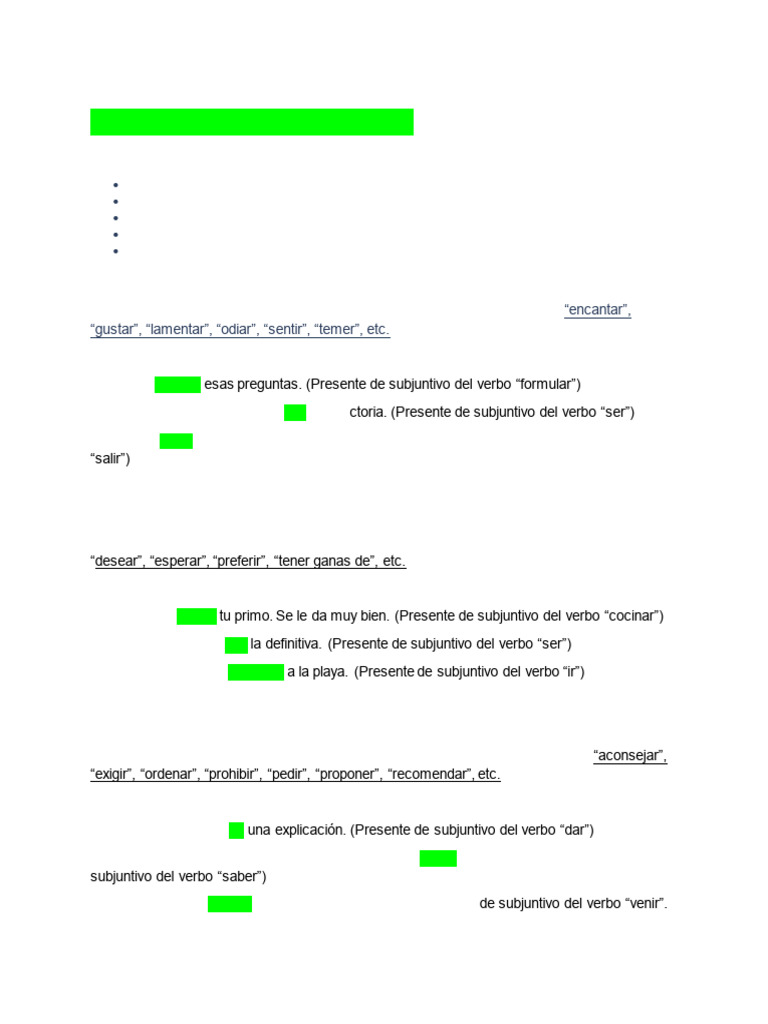 Usos Del Presente de Subjuntivo | PDF | Verbo | Lingüística