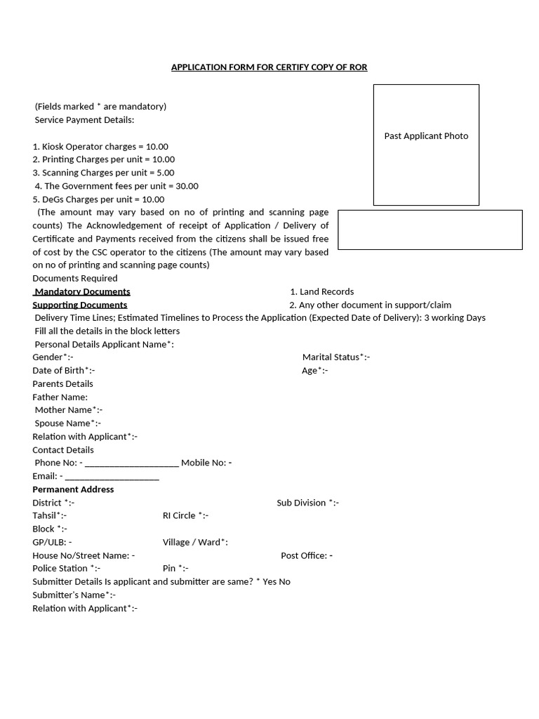 COPY APPLICATION FORM New | PDF