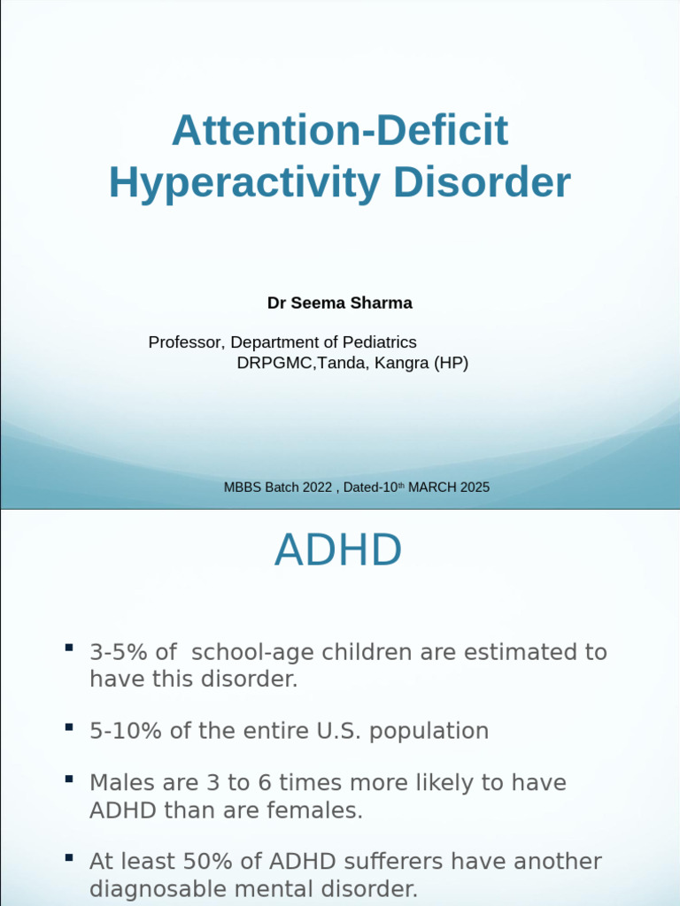 DR Seema Adhd Autism | PDF | Attention Deficit Hyperactivity Disorder | Autism