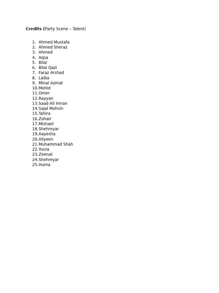 Credits (Party Scene) | PDF