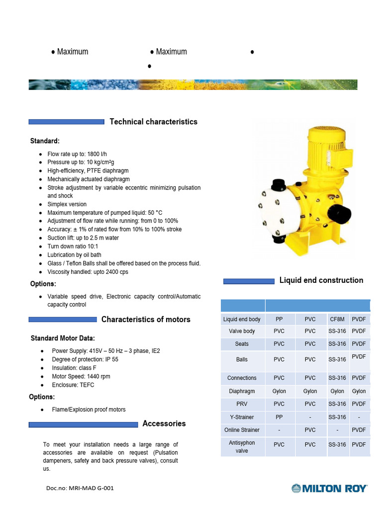 Dosing Pump Catalogue Overview | PDF | Pump | Valve